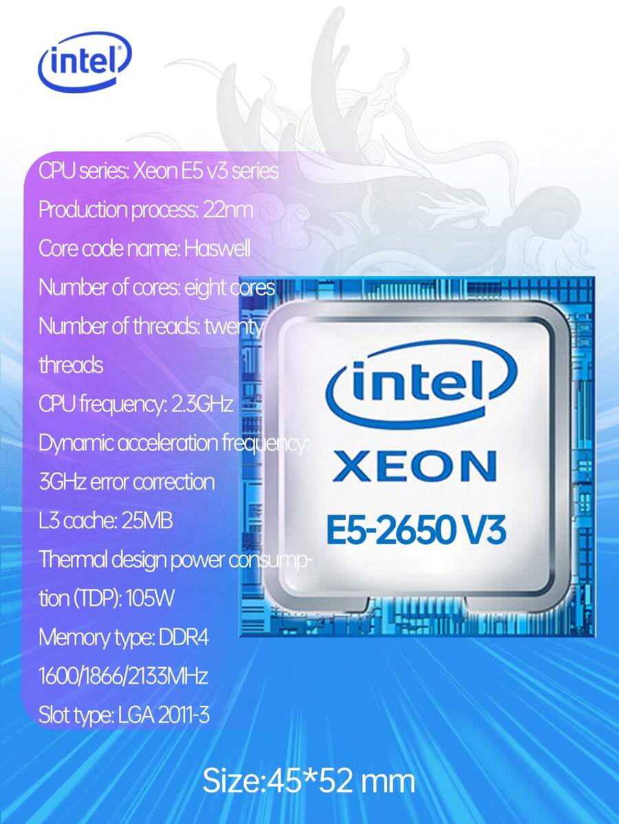 Kit de carte mère X99 D4 avec processeur Intel Xeon E5 2650 V3 CPU et mémoire RAM DDR4 16 Go*1 ...