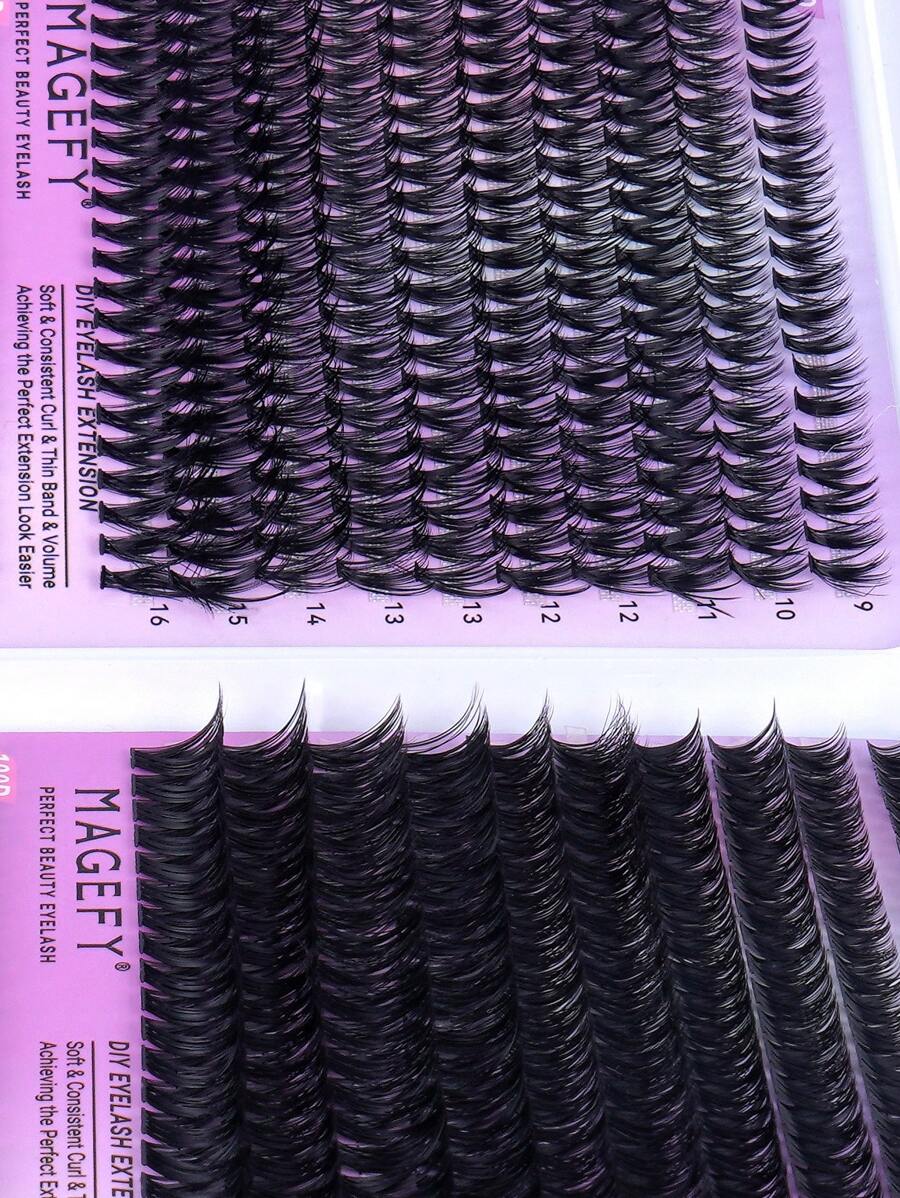 MAGEFY 800PCS D Curl Manga Individual Lash Clusters Kit 30D+40D+50D+60D+80D+100D High Capacity D ...