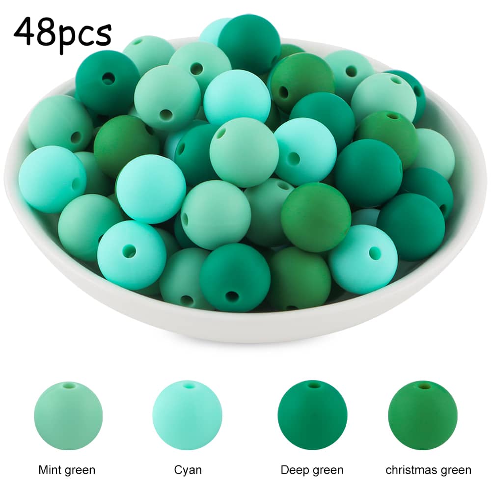 48pcs,15mm Silicone Bead Combination, 4 Color Combinations, Suitable ...
