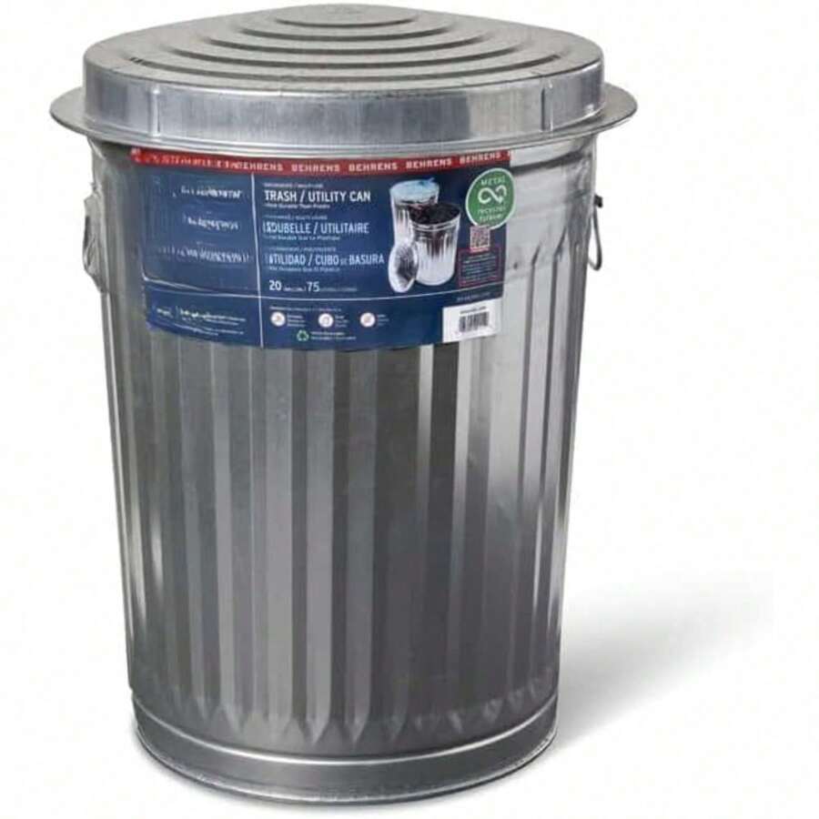 Galvanized Steel Trash Can 20 Gallon | SHEIN USA