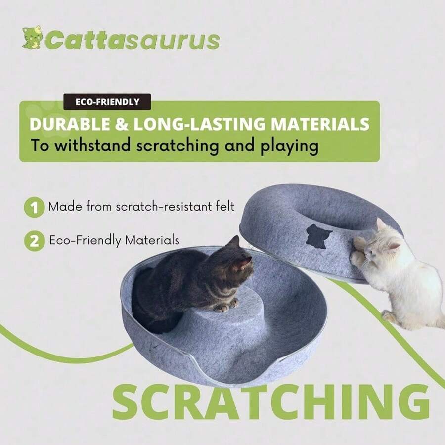 CATTASAURUS Peekaboo Cat Cave For Multiple & Large Cats Up To 30-45 Lbs, Scratch Detachable ...