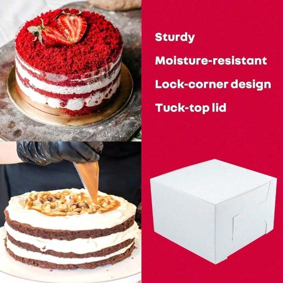 14x14x6 White Cake Box, Premium Bakery Boxes, One Piece, Perfect For ...