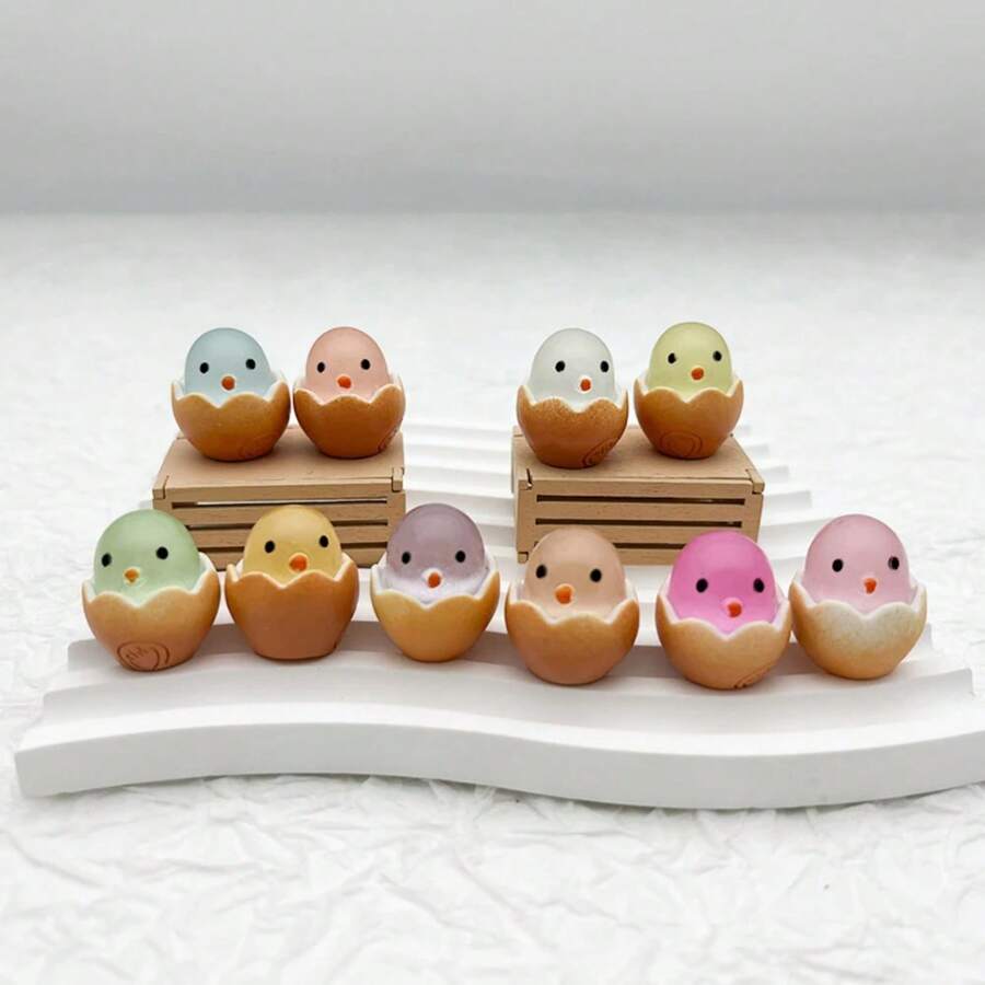 36pcs Mini Resin Animal Mini Resin Hatched Chick Luminous Fresh Hatched ...