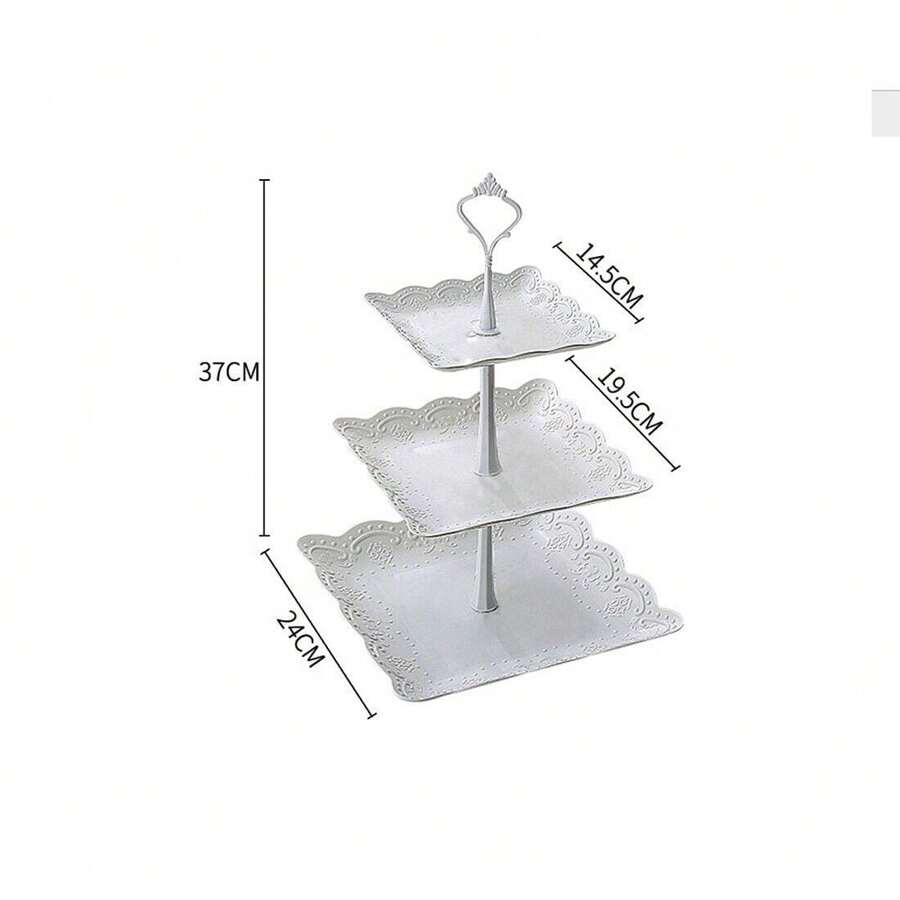 Must - Have 3 - Tier Square Cake Stand With Embossed Design For ...