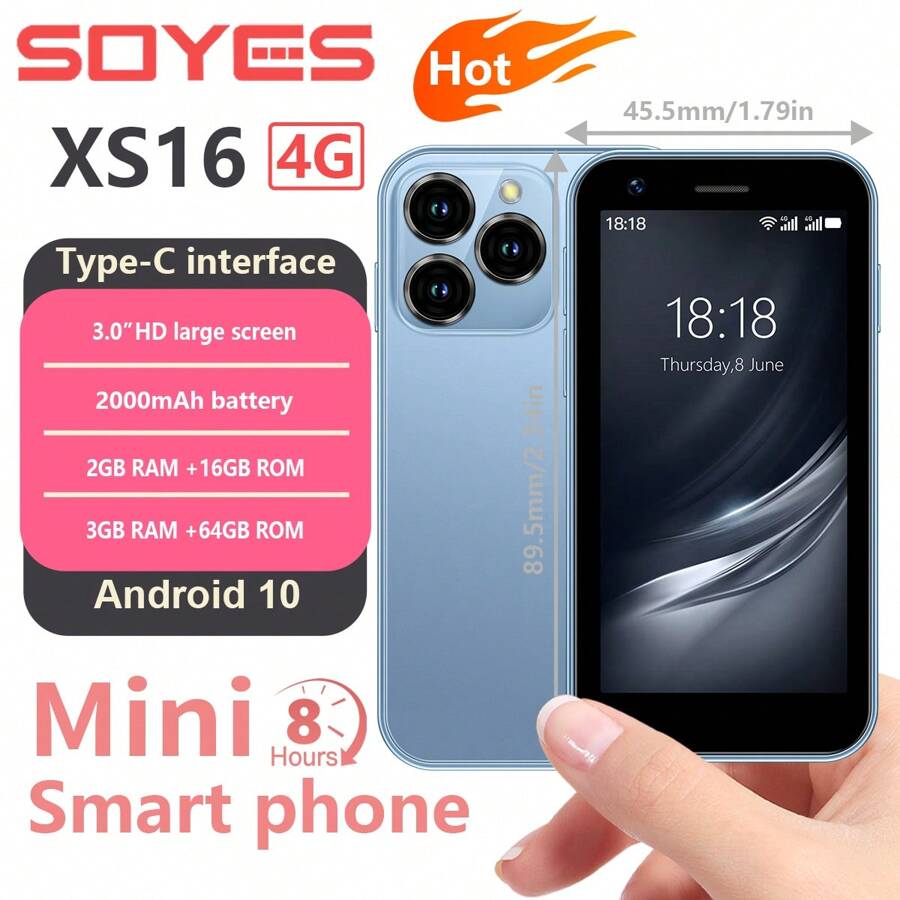 SOYES XS16 Mini 4G LTE מיני סמארטפון 3.0 אינץ' תצוגה 3GB RAM 64GB ROM 5MP מצלמה סים כפול עם חנות ...