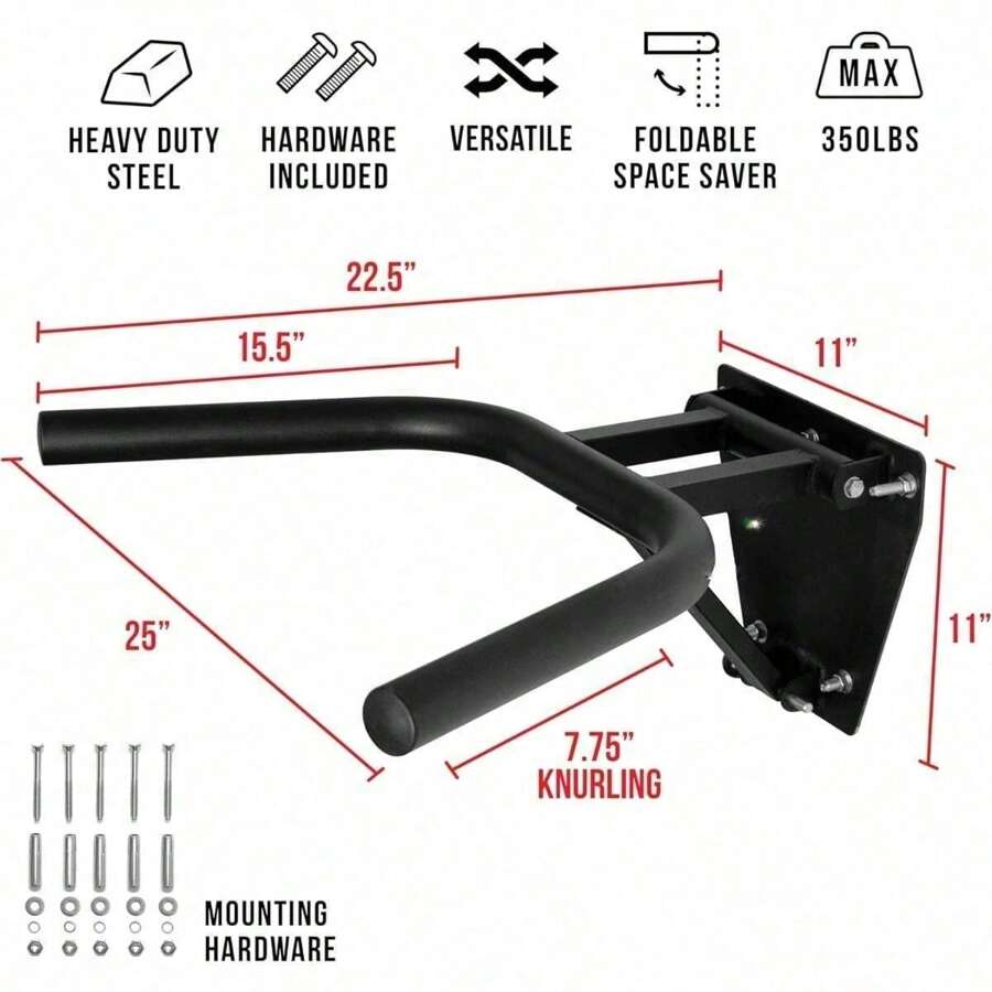 Wall Mounted Dip Station Bars - Space Saver - Foldable Home Gym Workout ...