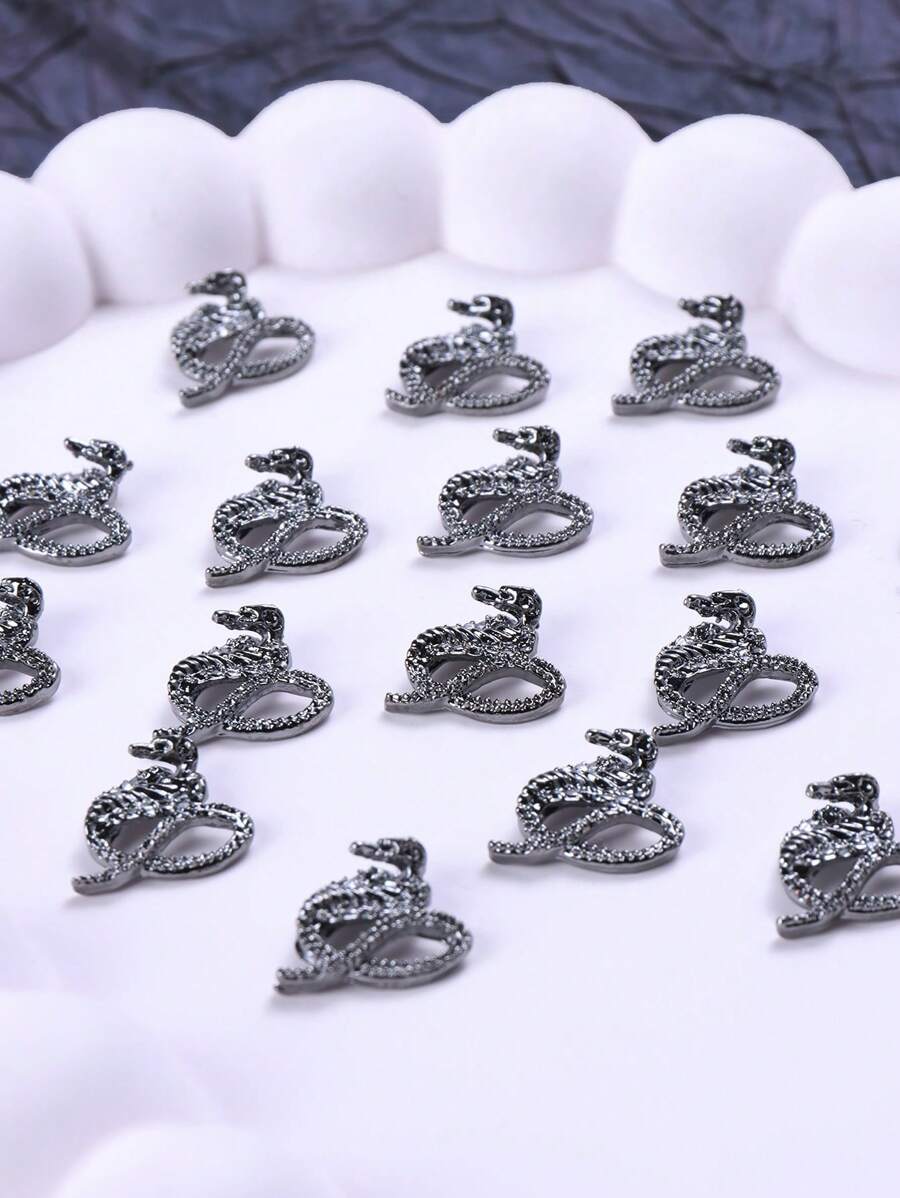 20pcs Alloy Black Cobra Snake Nail Decorations, 3D Year Of The Snake ...