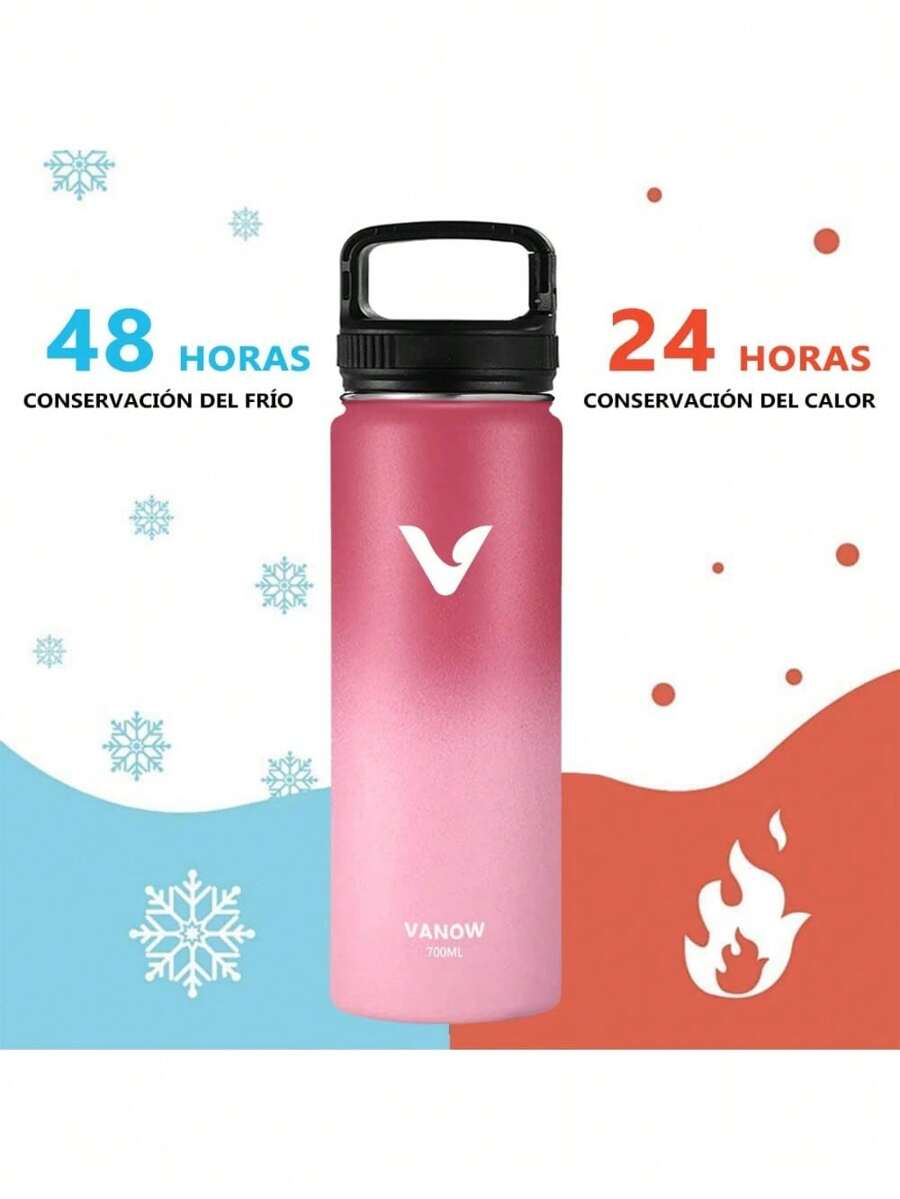 Termo de Acero Inoxidable, Termo de Agua con 2 Tapas, para Agua Fría (24 horas) o Caliente (12 ...