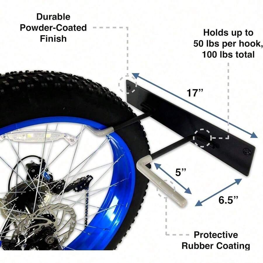 BLAT Bike Fat Tire Wall Rack, Holds 2 Bikes, Home And Garage Storage ...