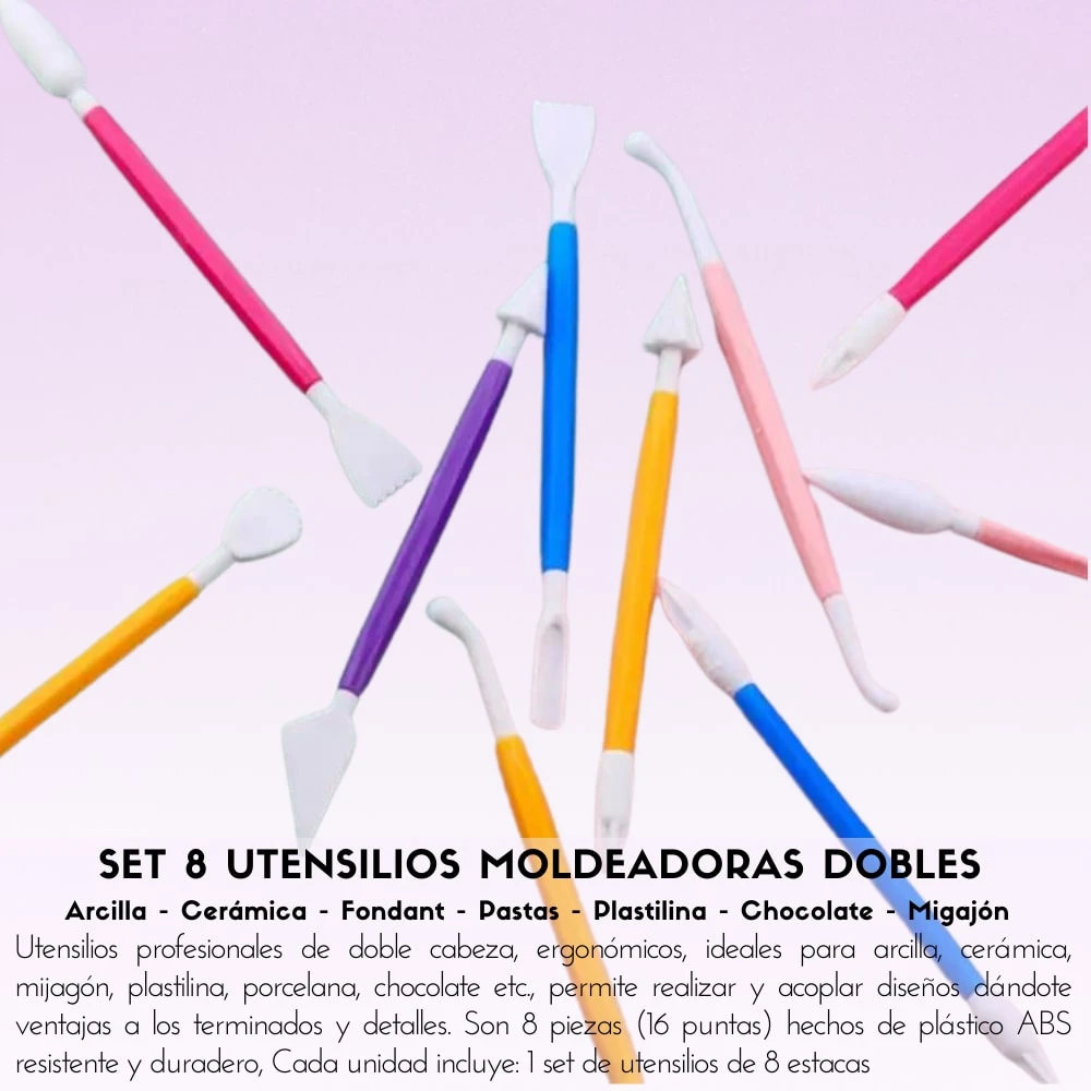 Set Of 8 Double-Ended Tools For Modeling Clay And Fondant ...