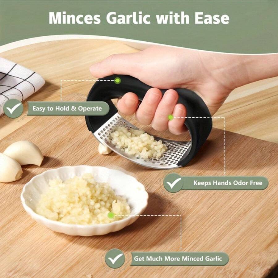 Stainless Steel Garlic Press That Easily Crushes Garlic To Create ...