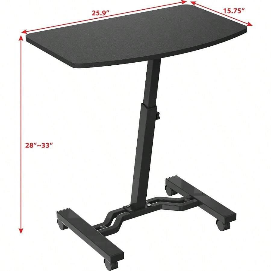 Black Height Adjustable Mobile Laptop Stand Desk Rolling Cart, Height ...