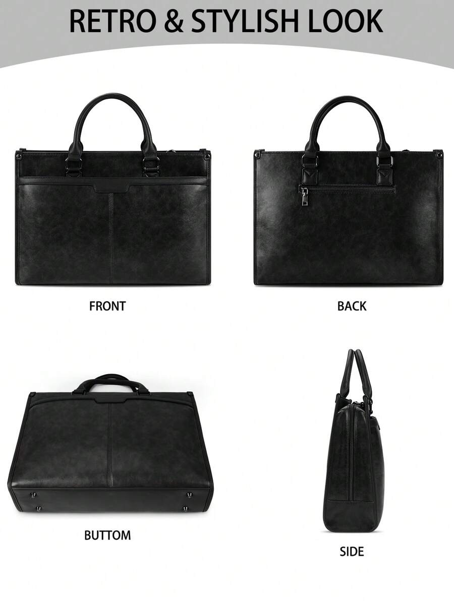 NEWHEY Business Bag Men's Briefcase Support A4 Waterproof Freestanding Support 15.6 Inch ...