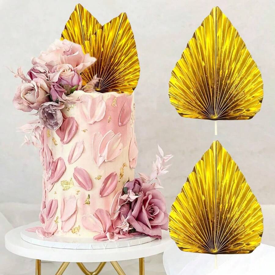 2pcs/6pcs Glittery Palm Spear Happy Birthday Cake Toppers Gold Silver ...