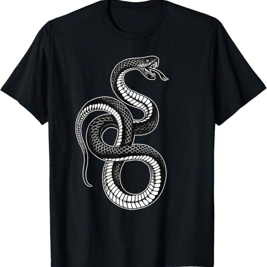 Snake X Serpent X Black Snake X Coil Blackwork T-Shirt | SHEIN USA