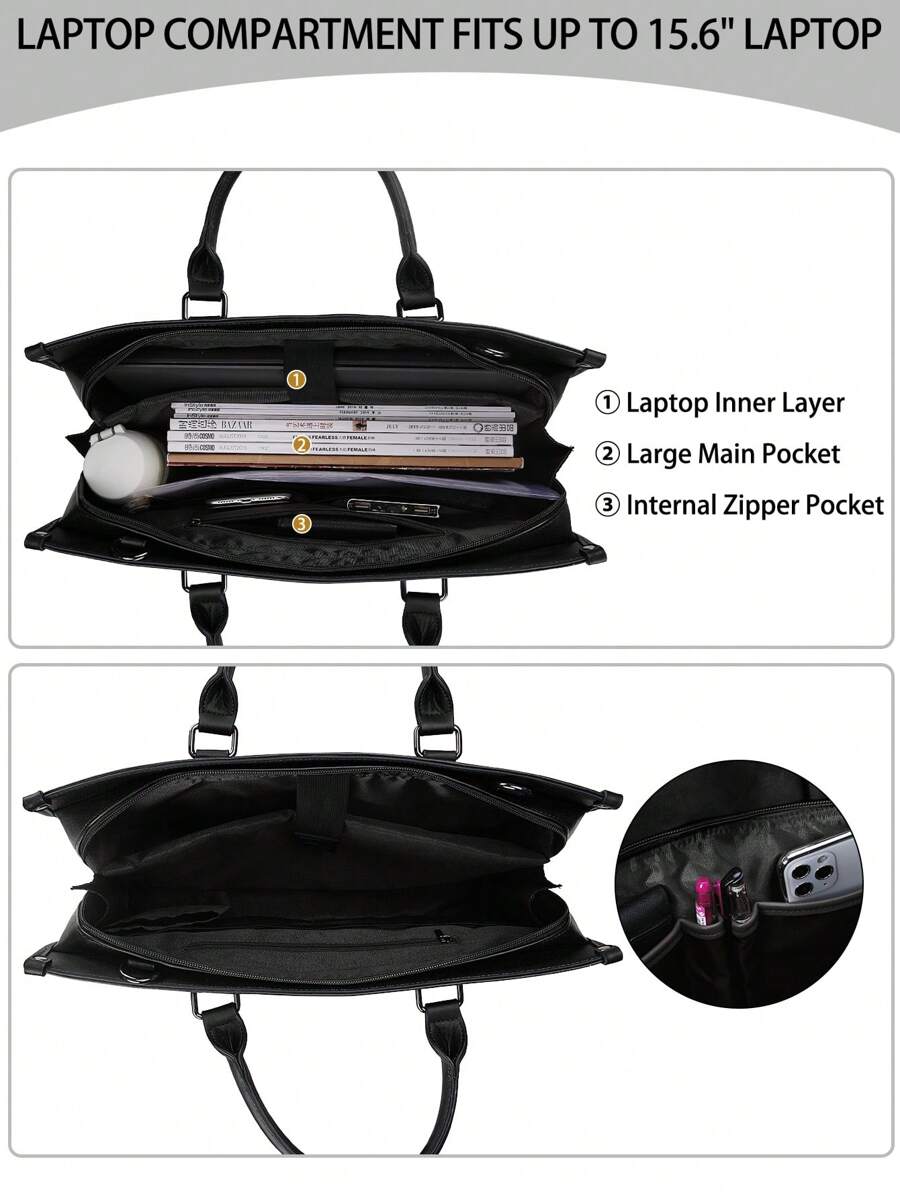 NEWHEY Business Bag Men's Briefcase Support A4 Waterproof Freestanding Support 15.6 Inch ...