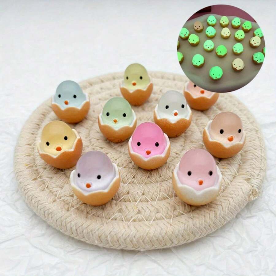 36pcs Mini Resin Animal Mini Resin Hatched Chick Luminous Fresh Hatched ...