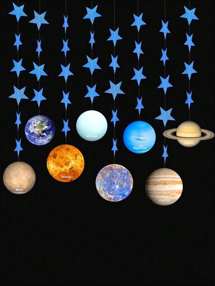 8Pcs Solar System Hanging Decorations,Eight Planets Banner Set For ...