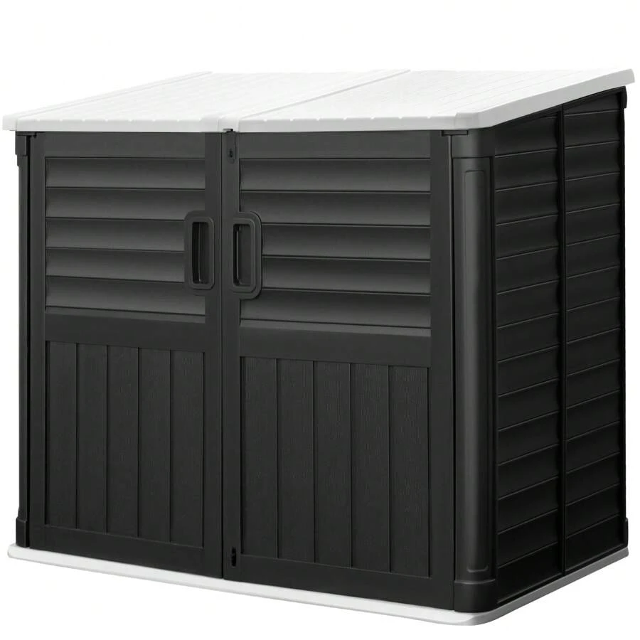 Flamaker Outdoor Resin Slant Roof Storage Shed With Divider & Double ...