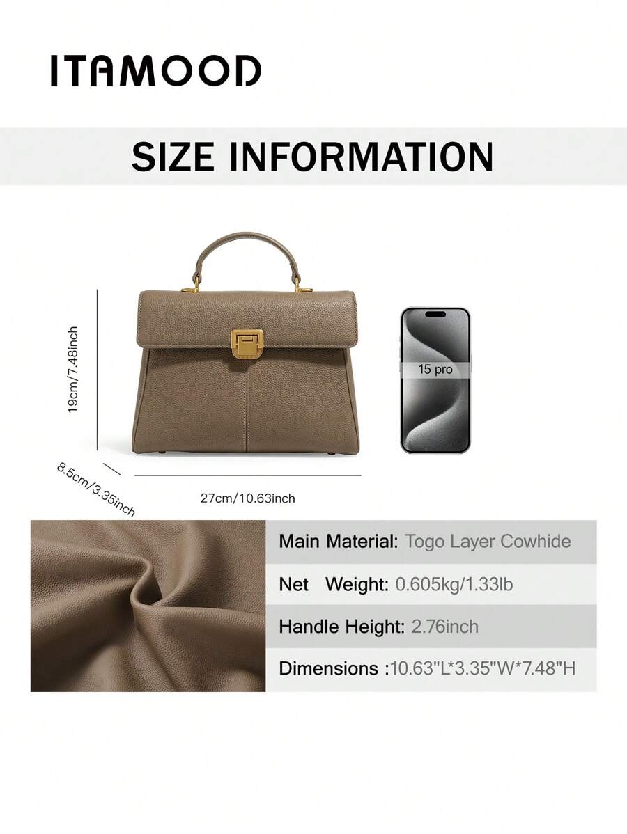 ITAMOOD Minimalist Vintage Luxury Genuine Togo Top Layer Pebble Pattern ...