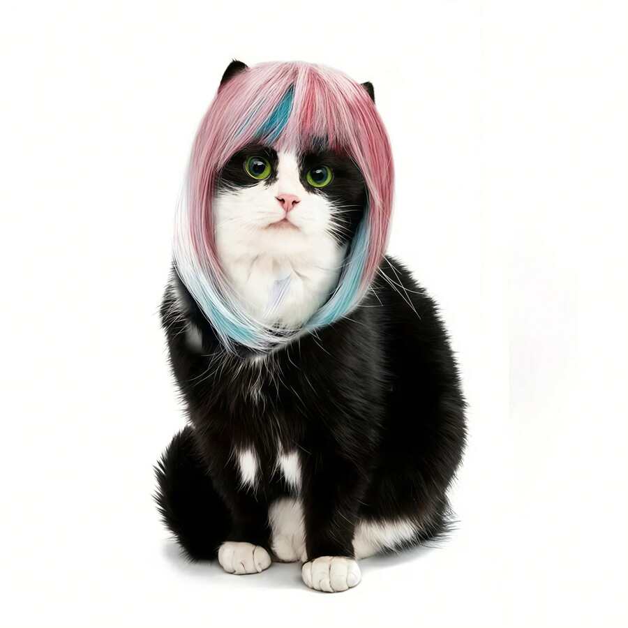 Pet Wig For Cats And Dogs, Cute Pink And Blue Colorful Synthetic Hair ...