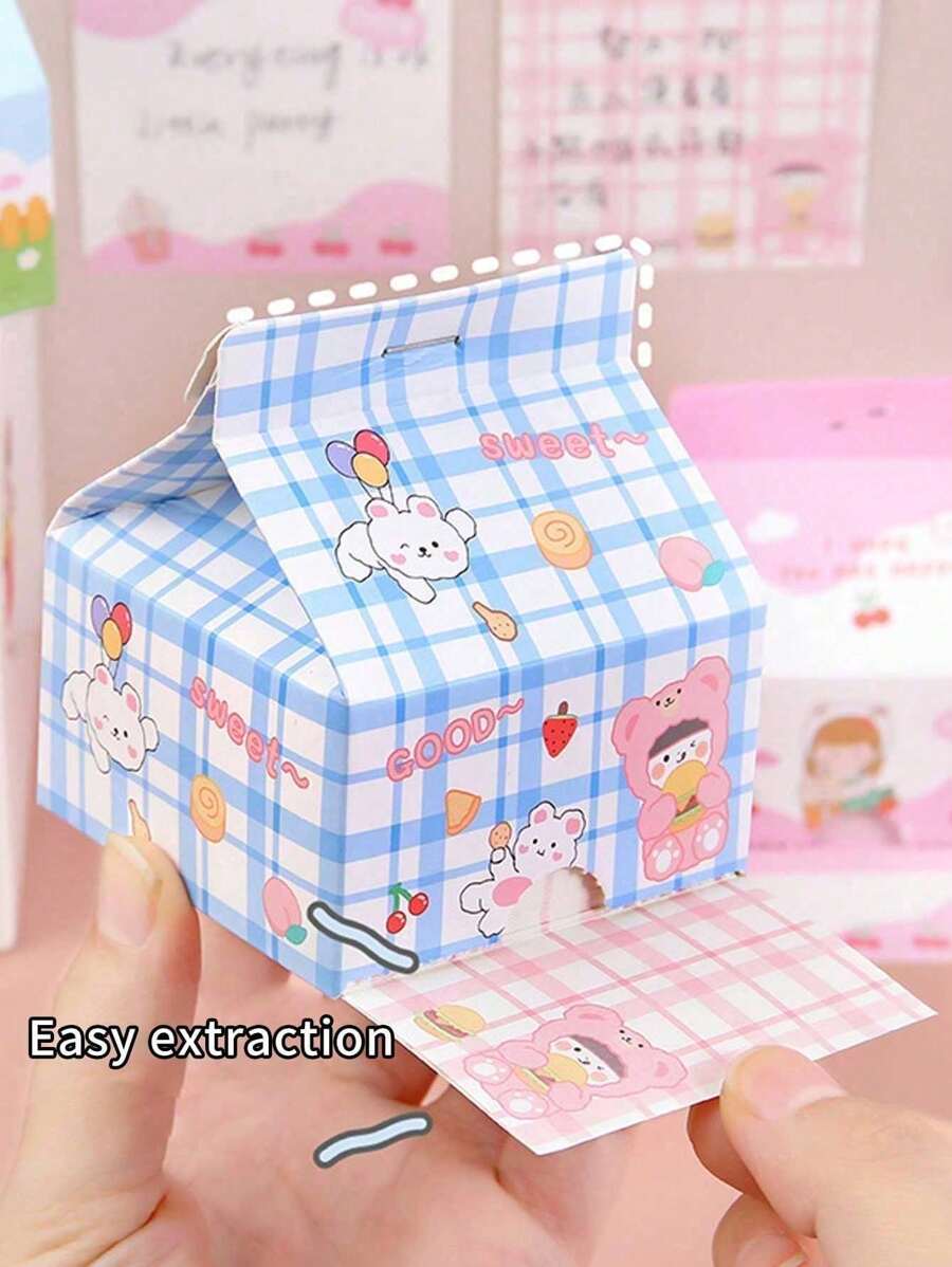 200 Sheets Milk Carton Design Memo Notes Paper, Multi-Pattern Sticky ...