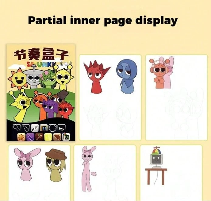New Sprunki Coloring Books Cartoon Sketch Copy Album Drawing Beginner Study Zero Foundation ...