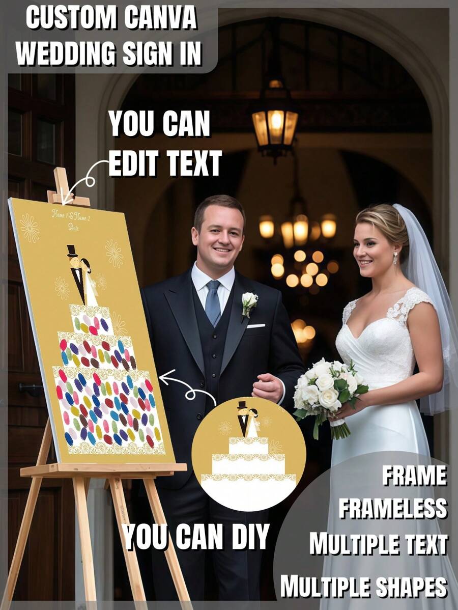 1pc Wedding Blessing Signing Canvas, Personalized Custom Wedding ...