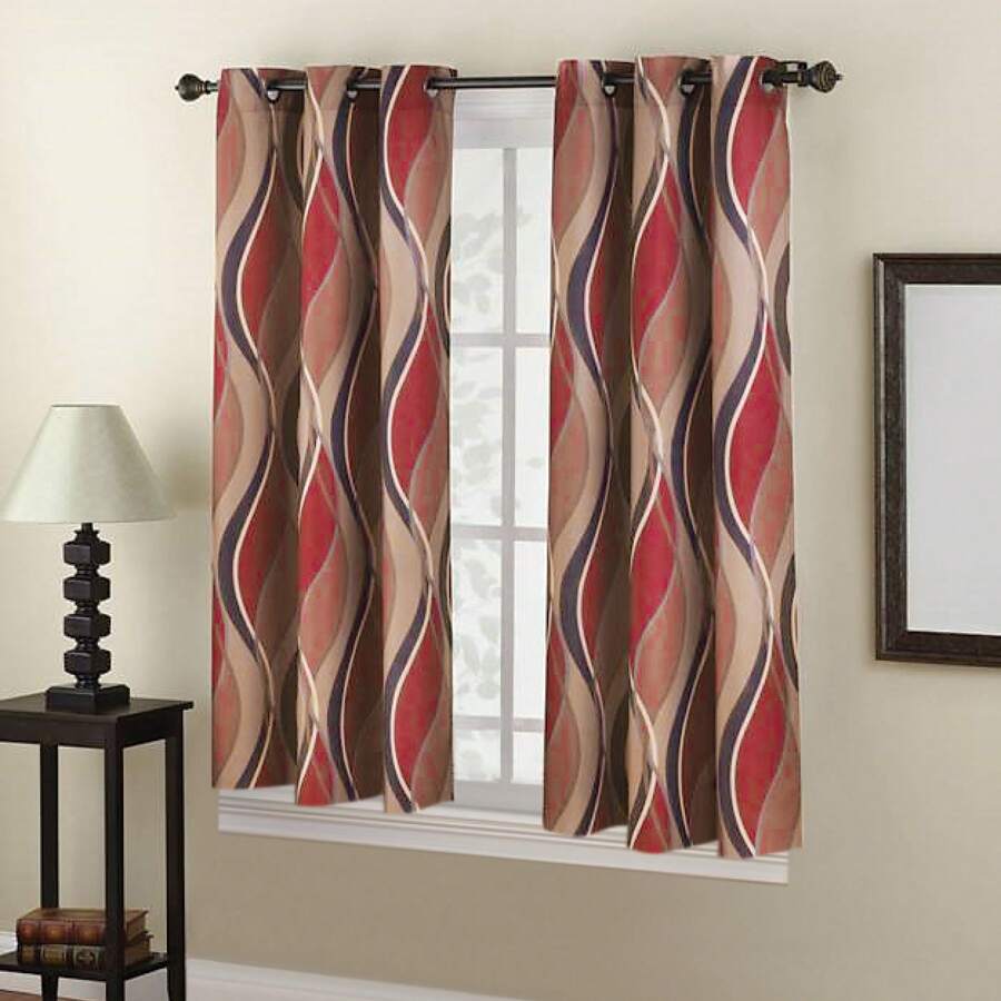 Collections Etc Intersect Wave Room Darkening Window Curtain Panel With ...