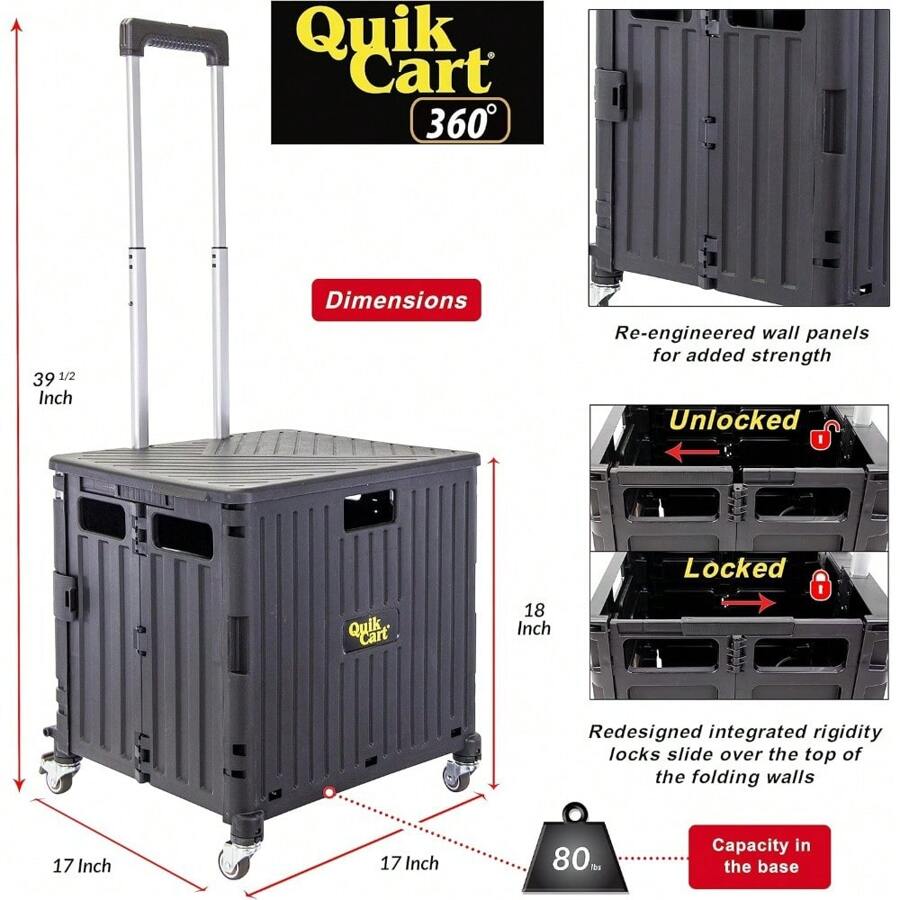 Local Warehouse-Products Quik Cart 360 Four Wheeled Rolling Crate ...