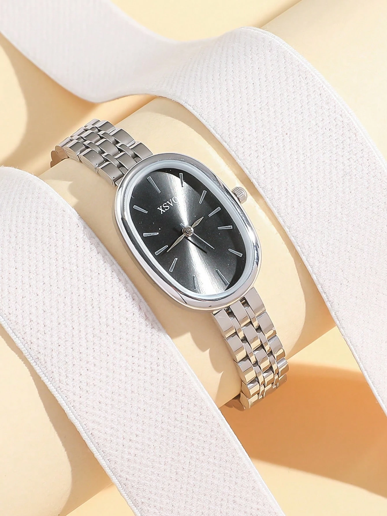 1pc Minimalist Women Quartz Watch With Oval Dial & Bar Markings ...