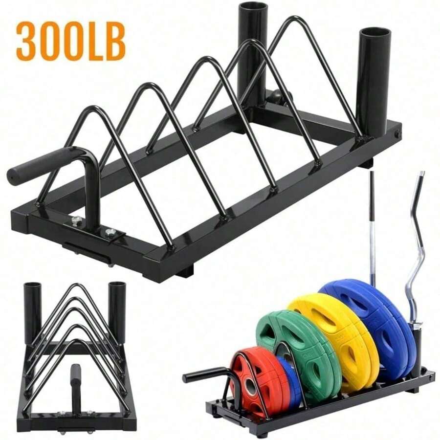 Horizontal Barbell Bumper Plate Rack Holder Bar Storage Rack With ...