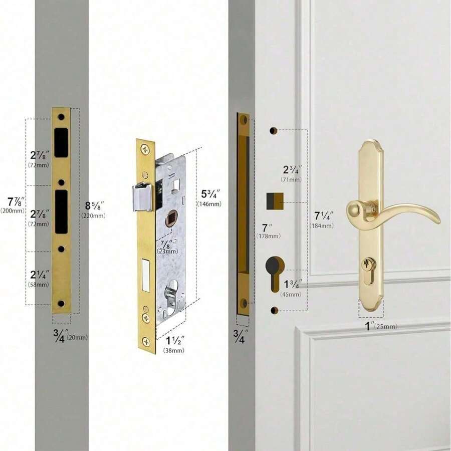 Hinged Patio Door System With Lever Handle Mortise Lock Set Brass ...