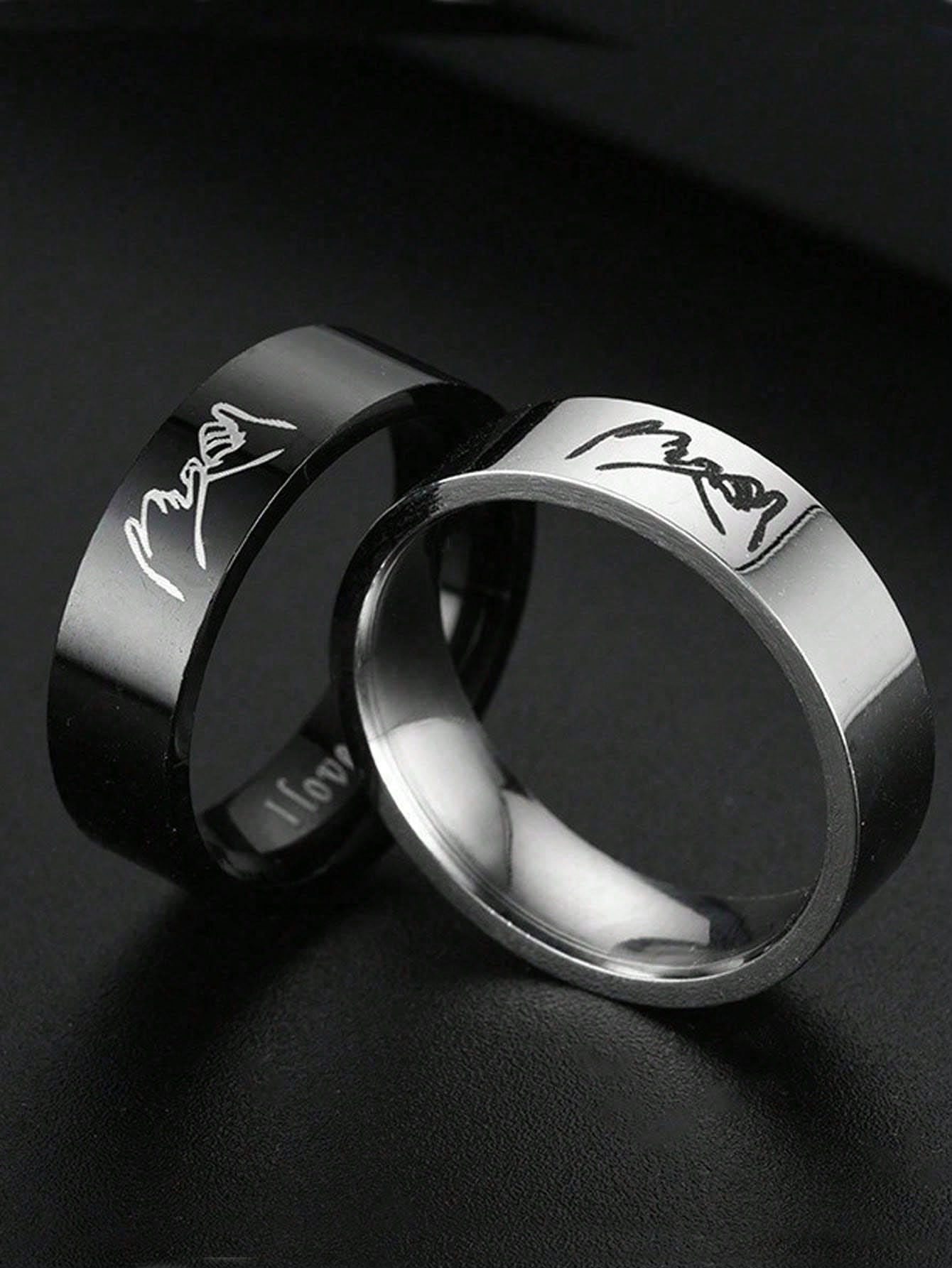 Hipoem 2 Stylish Stainless Steel Hook Romantic Couple Rings For Men And ...