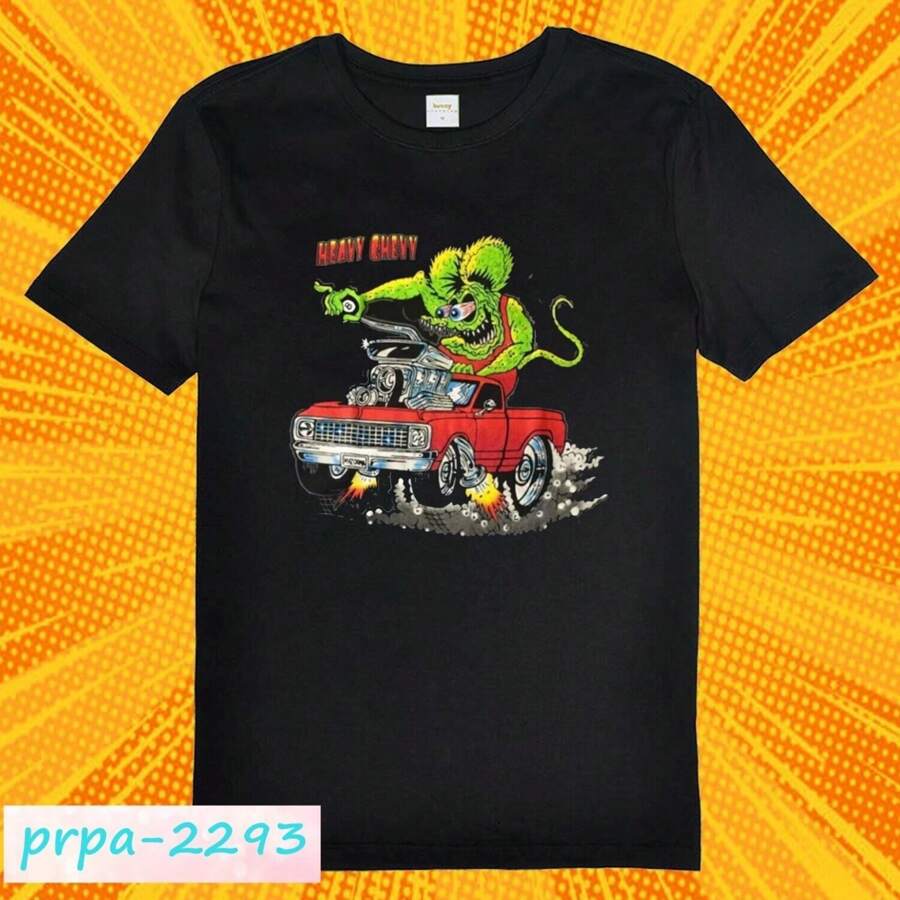 Rat Fink Heavy Chevy T-Shirt Ed Big Daddy Roth Black Shirt | SHEIN USA