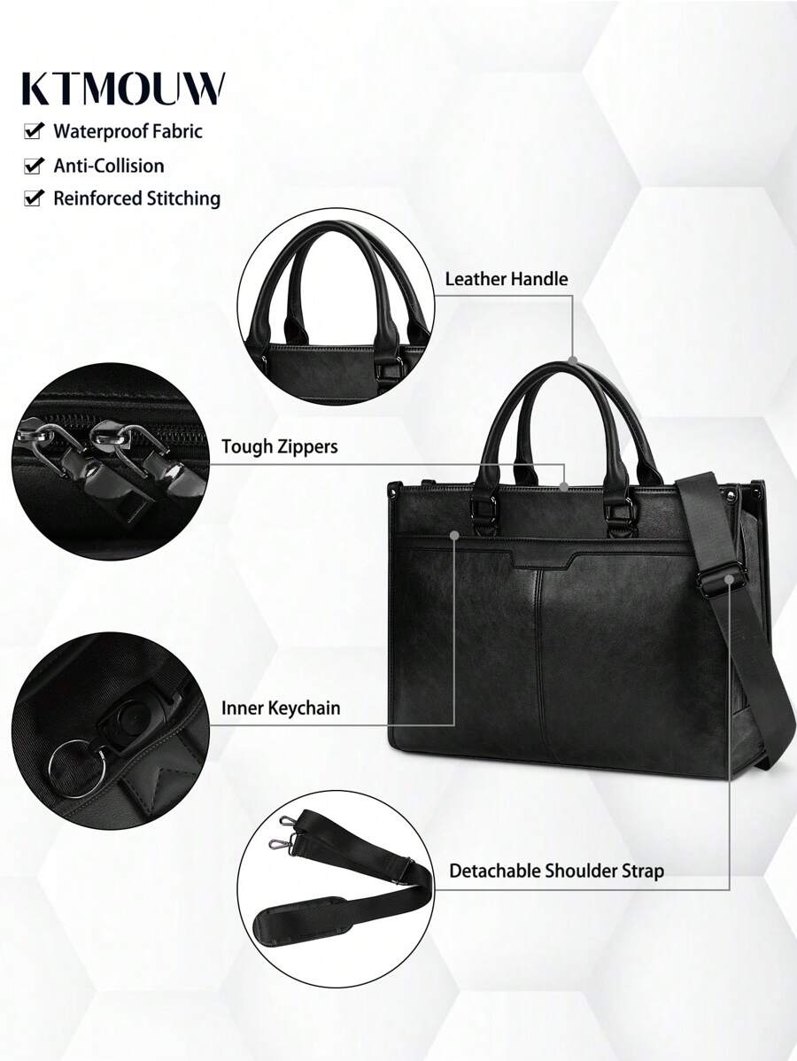 NEWHEY Business Bag Men's Briefcase Support A4 Waterproof Freestanding Support 15.6 Inch ...