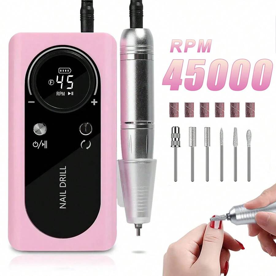 45000RPM Electric Nail Drill Machine With LCD Display Low Noise ...