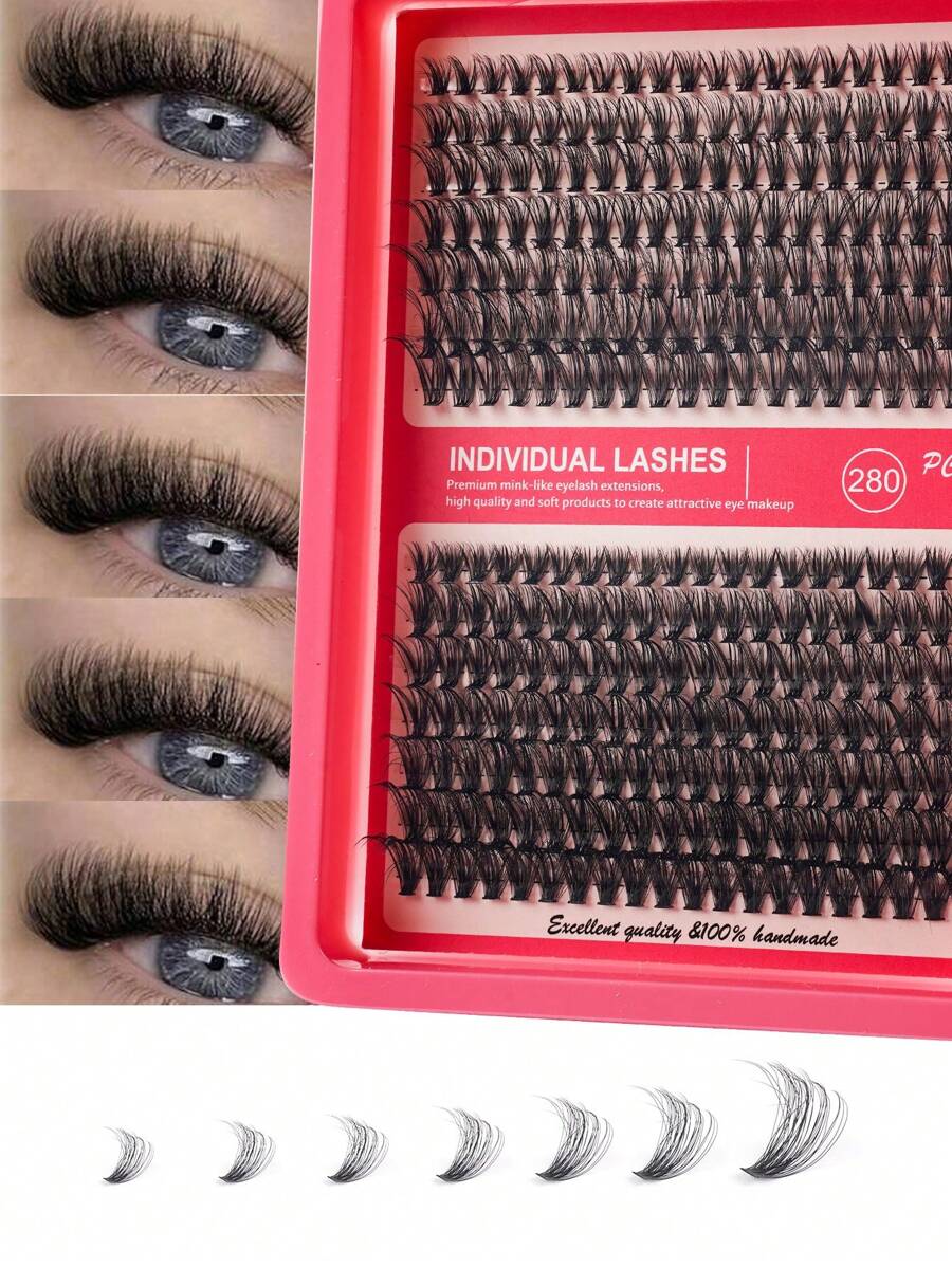 280pcs Lash Extensions, Mixed Length 8-16mm, 30D 40D 60D 0.07mmThickness, D-Curl, Fluffy & Thick ...