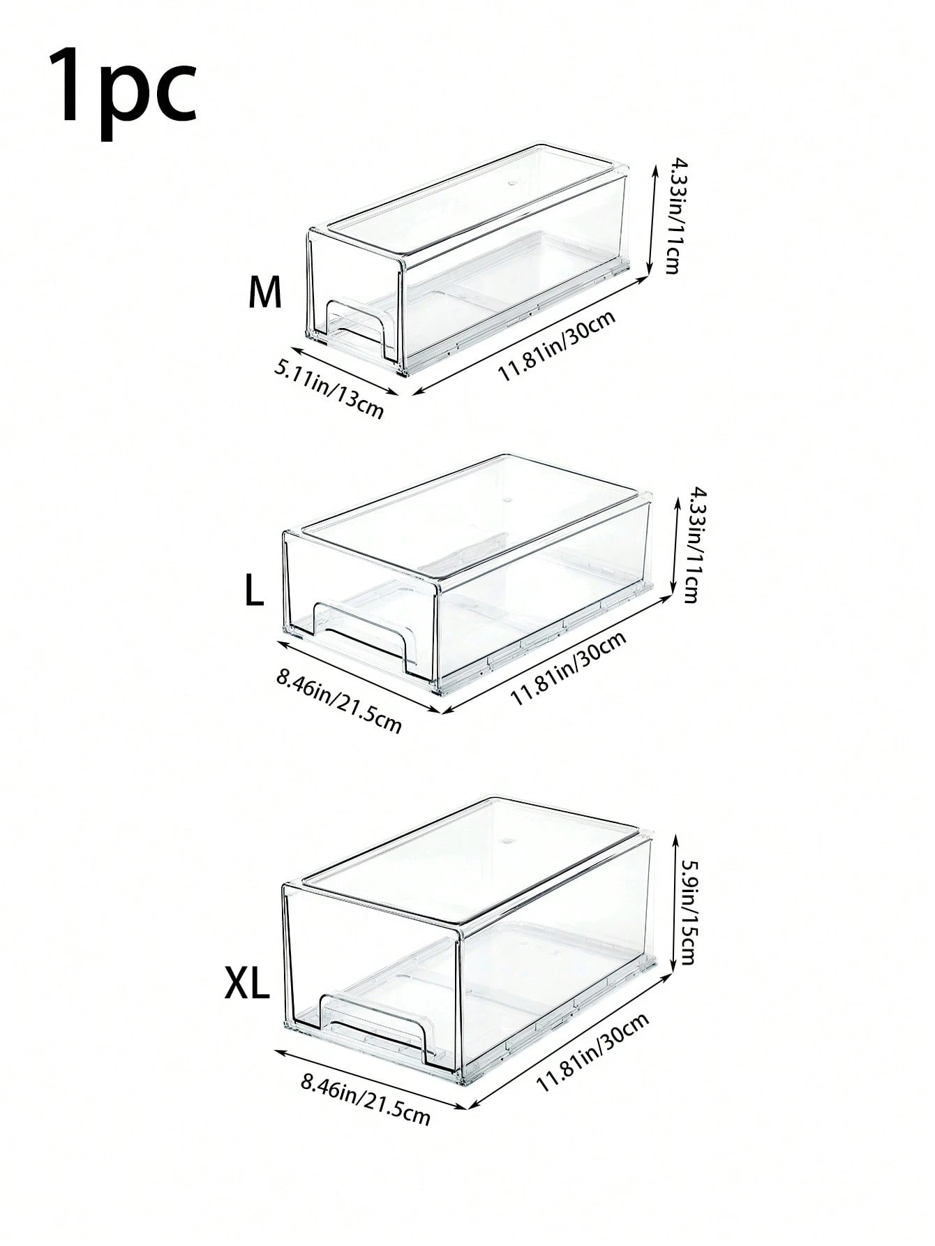 1pc Clear Drawer Storage Box, Stackable Pull-Out Design Thick Large ...