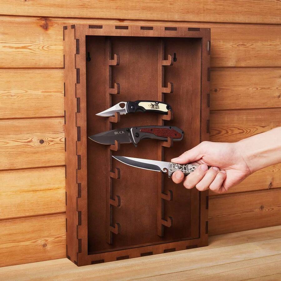 Pocket Knife Display Stand - Rustic Knife Barn Military Folding Knife ...