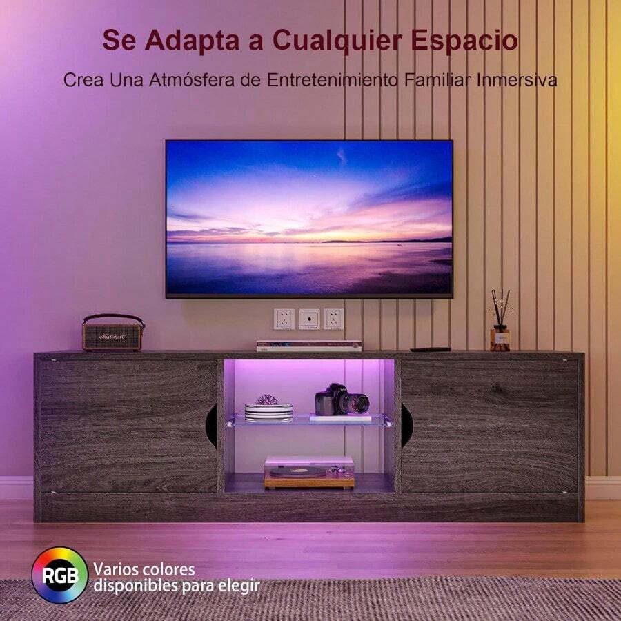 Simple Hogar Mueble para TV, 120 CM TV Grande, con Vidrio Templado Luz LED Centro de ...