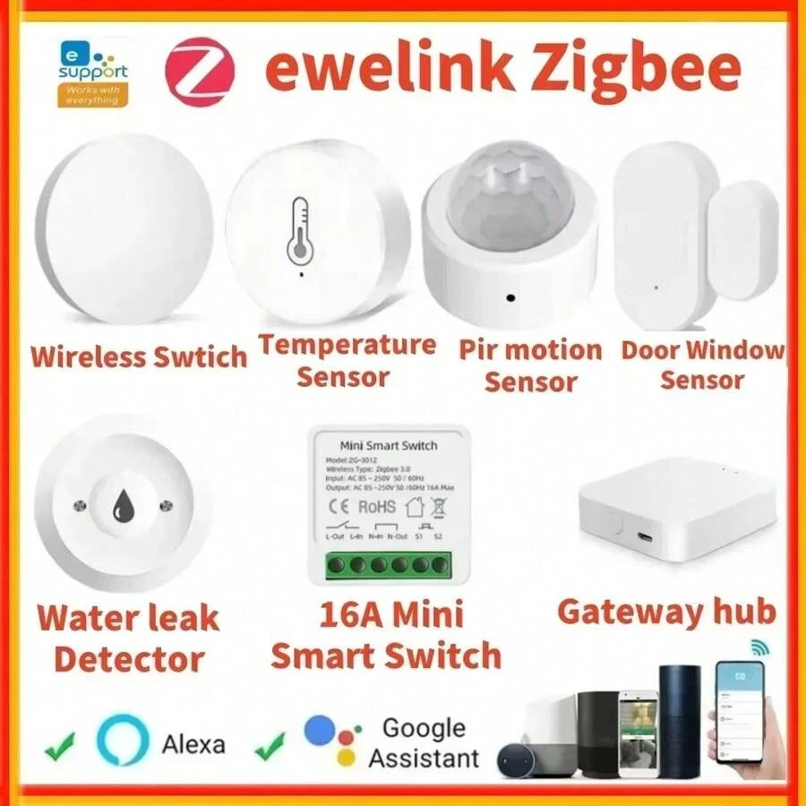 Ewelink Zigbee Hub Zigbee Vattenläckagesensor Zigbee Scenknapp ...