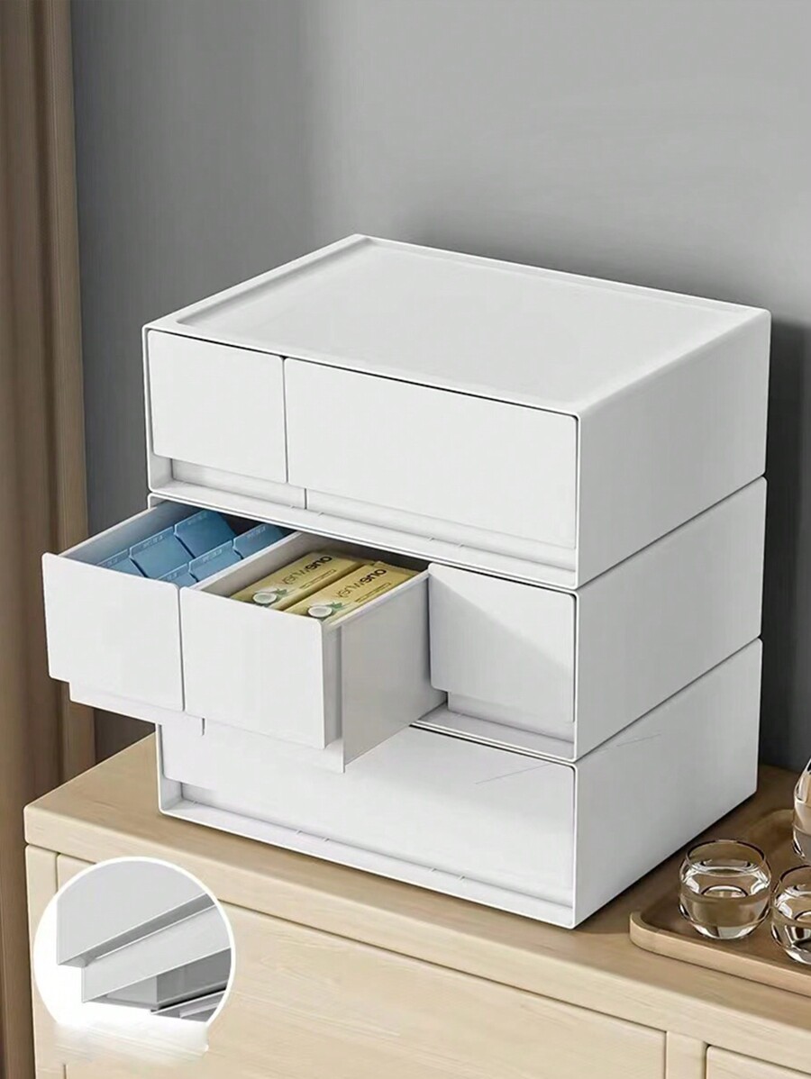 1pc Drawer Type Storage Box, Multilayer Plastic Cabinet Organizer ...