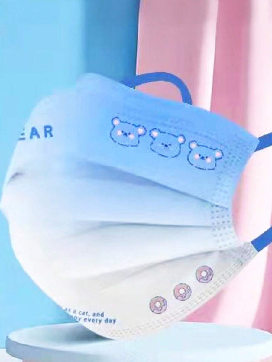 10pcs/Pack Cute Animal Face Masks, Gradient Color 3D Disposable Adult ...