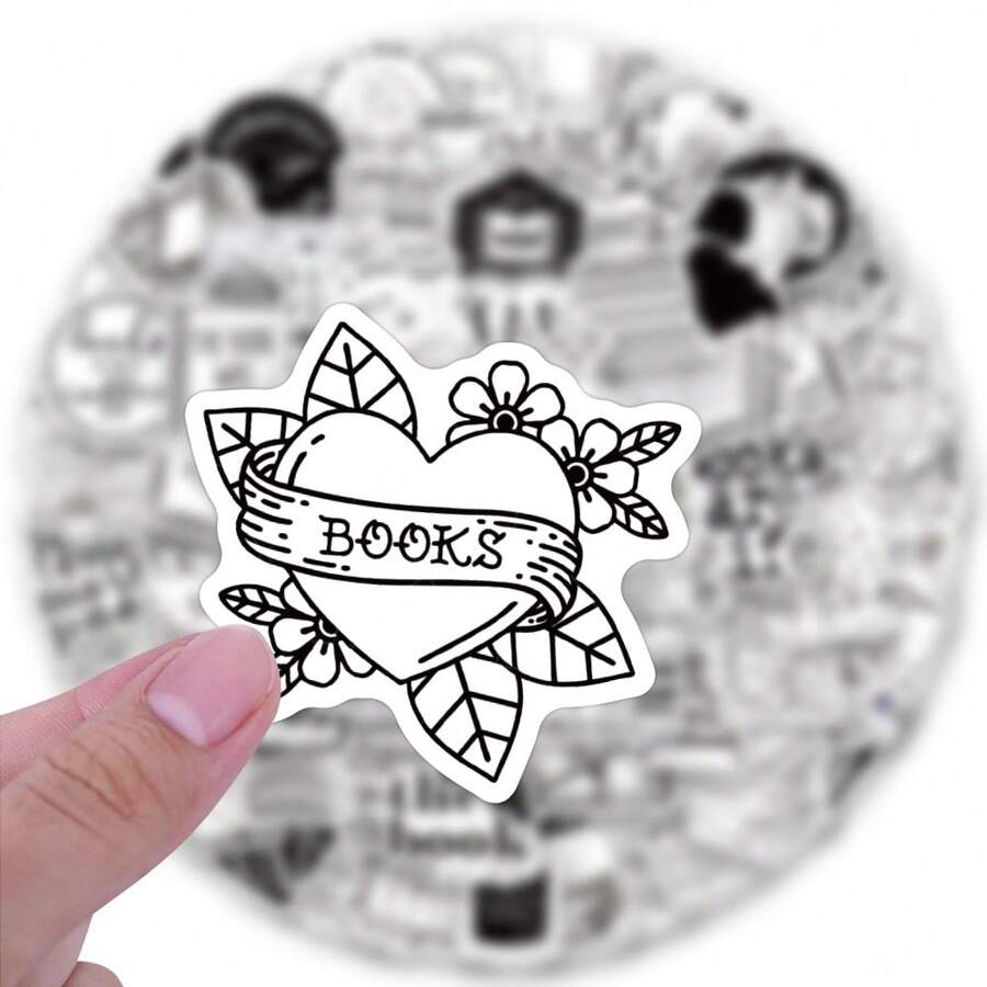 120PCS Black Bookish Stickers Book Reading Stickers Vinyl Aesthetics ...