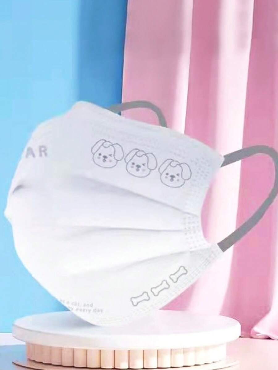 10pcs/Pack Cute Animal Face Masks, Gradient Color 3D Disposable Adult ...