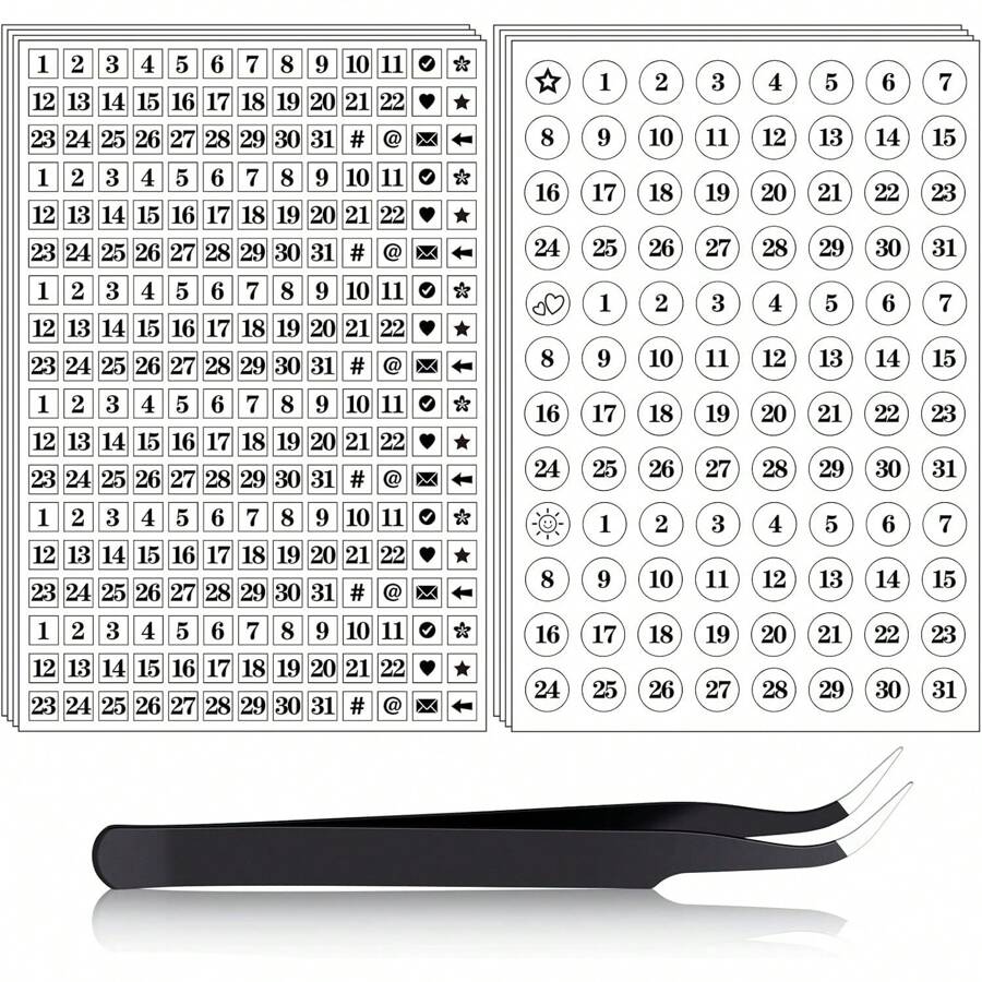 12 Sheets Planner Essentials Clear Number Stickers Includes 4 Sheets ...