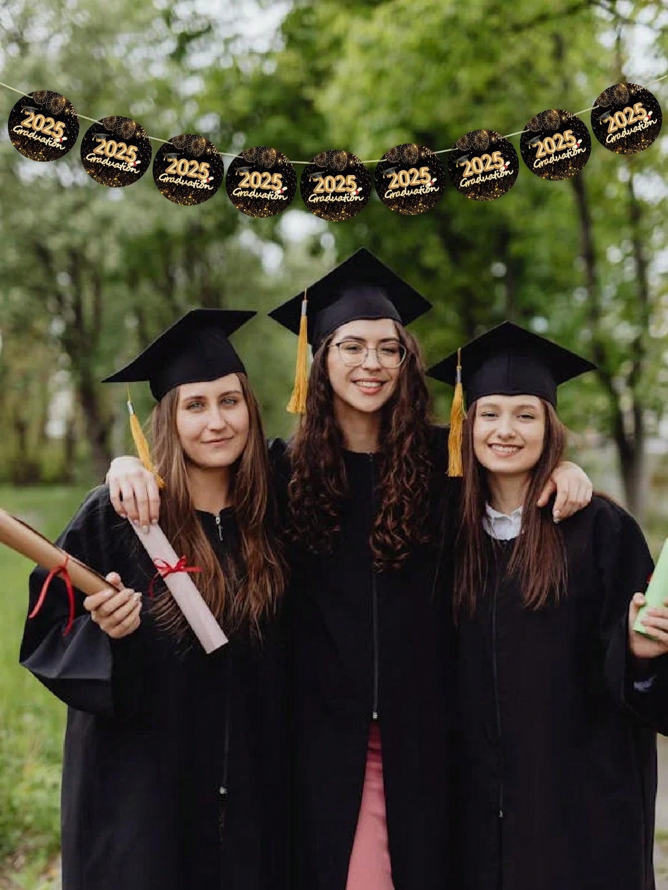 New Graduation Season Black Gold Theme Flag Banner 2025 European And ...