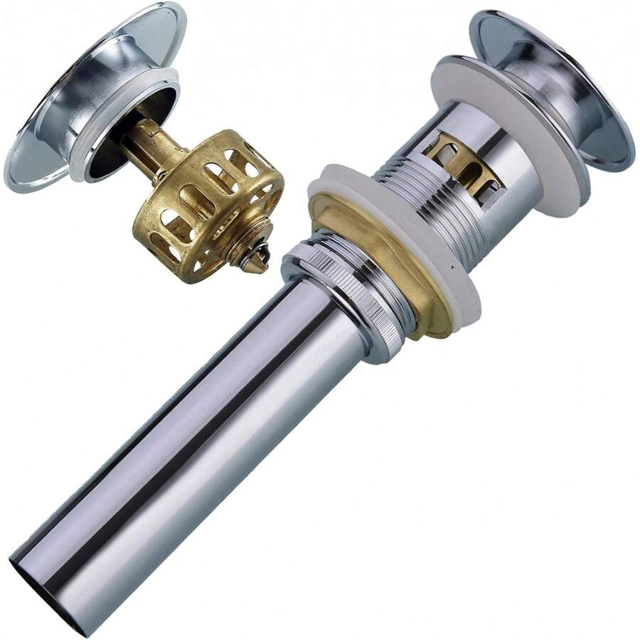 Bathroom Basin Sink Push Button Drain Stopper With Removable Brass ...