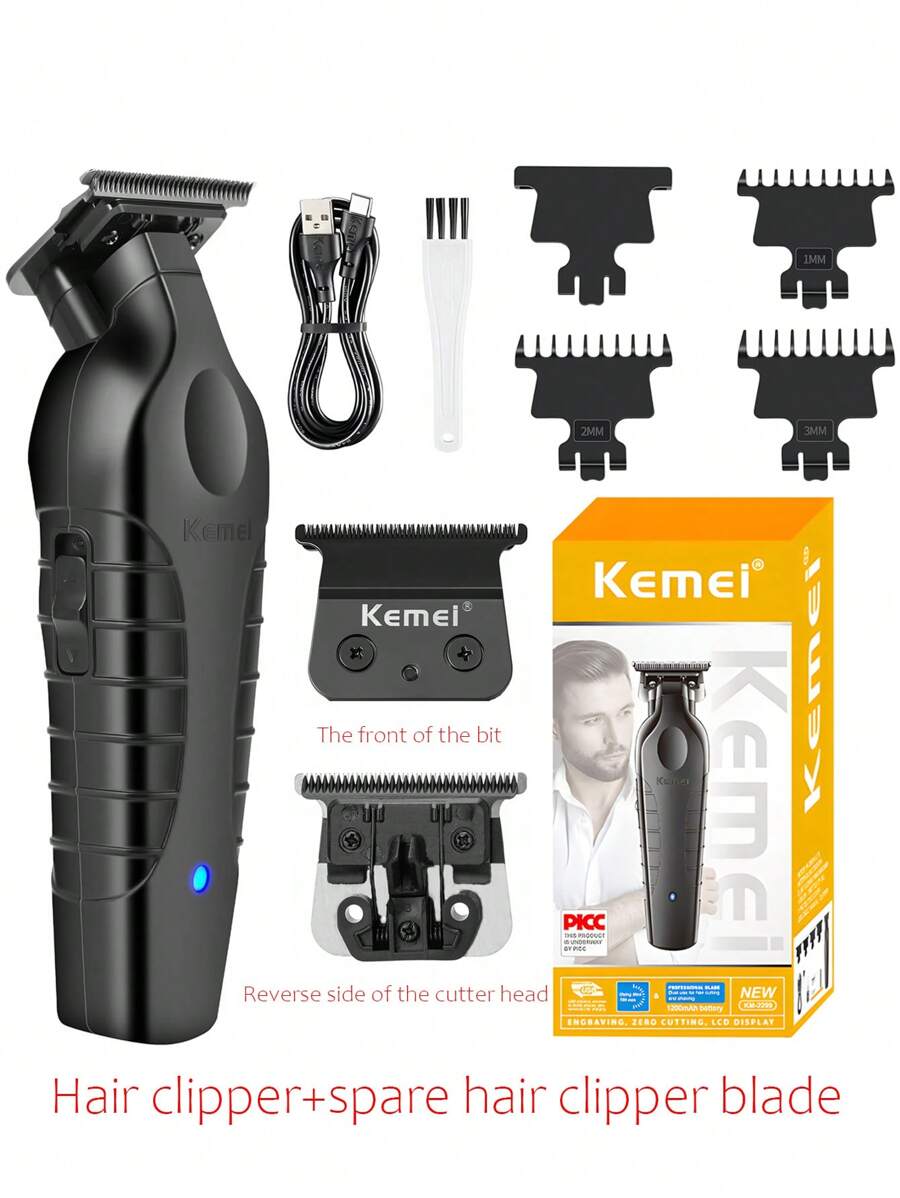 Kemei Kemei KM-2299 Barber Cordless Hair Trimmer 0mm Zero Gapped Carving Clipper Detailer ...
